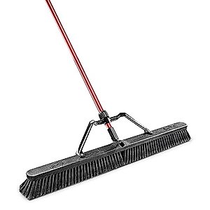 Libman Commercial 850 Smooth Surface Heavy Duty Push Broom, 62" Length, 36" Width, Black/Red (Pack of 3)