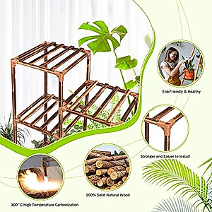 cfmour Plant Stand Indoor Outdoor, 10 Tire Tall Large Wood Plant Shelf Multi Tier Flower Stands,Garden Shelves Wooden Plant Display Holder Rack for Living Room Corner Balcony Office Lawn Patio