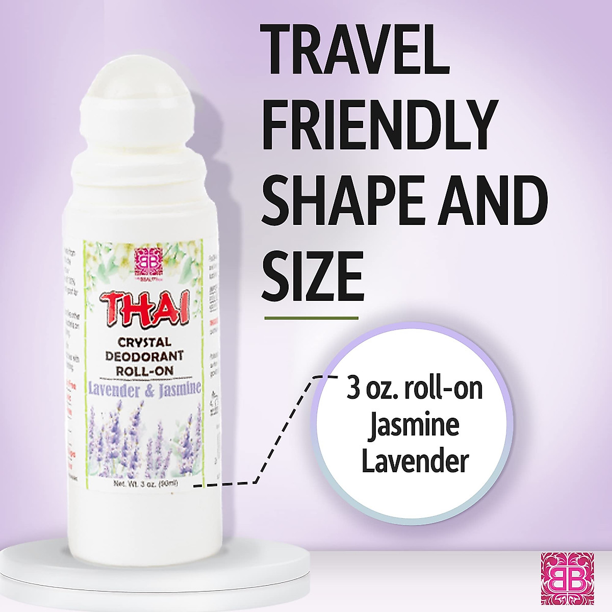 Thai Crystal Deodorant Stone Stick – Potassium Alum All Natural Deodorant for Women & Men – 2.125 Oz. Stick without Animal Testing or Chemicals by The Beauty Box