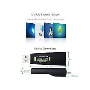 waveshare USB 3.2 Gen1 to Gigabit Ethernet Converter,USB 3.2 to Ethernet Internet Adapter 10/100/1000Mbps Network Compatible with Raspberry Pi CM4,Jetson Nano,PC,Win7/8/8.1/10, Mac, Linux,Android