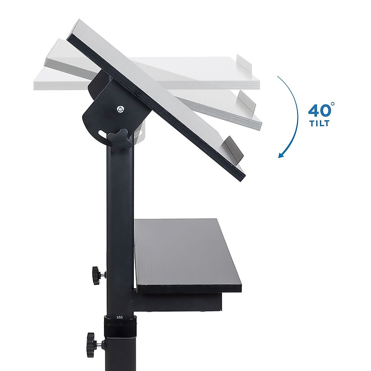 Mount-It! Mobile Stand Up Desk, Portable Podium and Presentation Lectern Height-Adjustable Multi-Purpose Standing Workstation,Black.
