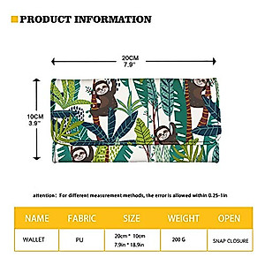 Jeiento Cute Sloth Clutch Wallet for Women Girl Trifold Wallets Clutch Purse Card Holder Case Coin Money Bag