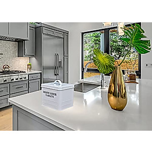 Metal Dishwasher Detergent Pods Containers -White Dish Washer Tablets with Lid for Kitchen Decor and Accessories