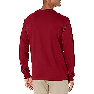 Soffe Men's Long-Sleeve Cotton T-Shirt, Cardinal, Large