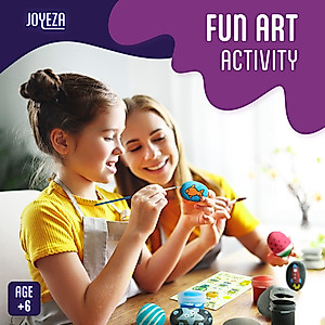 JOYEZA Rock Painting Kit Glow in The Dark, Arts and Crafts for Girls and Boys Age 6+, 12 Painting Rocks for Kids, Waterproof Paints, Kids Activities Age 6 7 8 9 10, Tween Gift Art Set