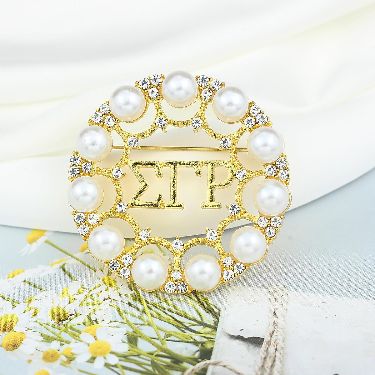Greek Sorority Brooch 1922 SGR Pearl Brooch Pin Sigmaa Gamma Rho Gift Sorority Paraphernalia Gift for Women Soror (SGR Pearl 01)