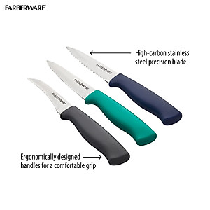 Farberware Stainless Steel Chef Knife Set, 3-Piece, Blue