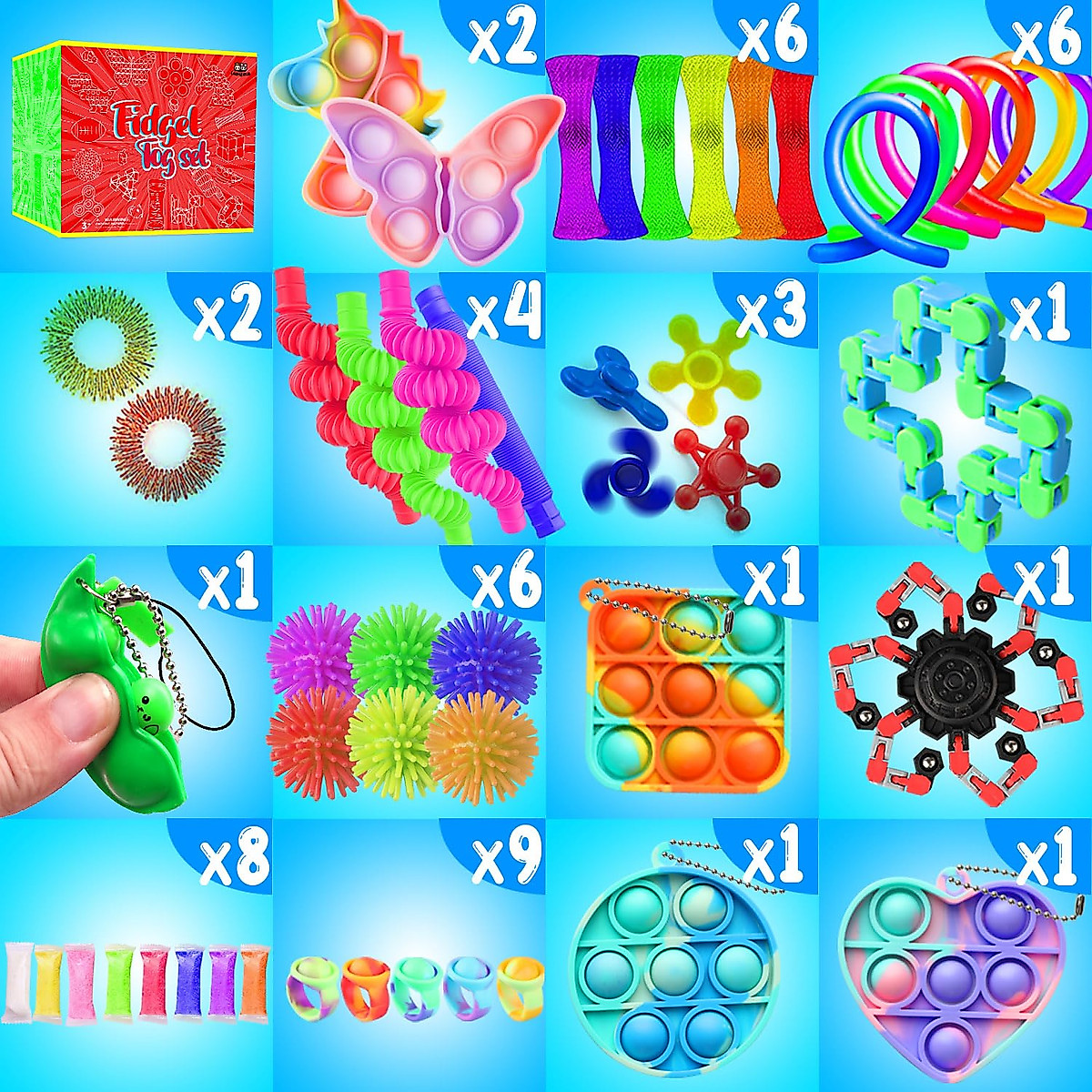 Fidget Toys Set, 80 Pack Sensory Toys Party Favors Kids Autism Autistic Children, Classroom Treasure Box Chest Prizes Pinata Stuffer Gifts Small Mini Bulk Toy Carnival ADHD