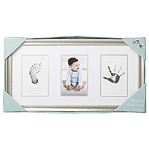 Lil Peach Deluxe Baby Prints Keepsake Frame, Makes Perfect Nursery Décor, Creative Baby Gift, or Addition to Baby Registry, Silver