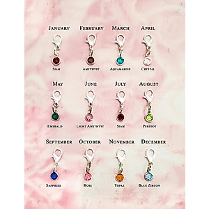 Preciosa Birthstone Zipper Pulls Clip On Charms, Birth Stone with Silver Base, Personalized Zipper Pull w/Birthstone, Your Choice! Preciosa (August (Peridot))