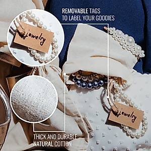 Muslin Bags with Drawstrings - Set of 8 Mixed (S,M,L,XL) - Reusable Produce Bags for Bulk Food Storage - Cloth Bags - Canvas Fabric Bags - Natural Cotton Bags - Set of 8 Mixed (S,M,L,XL) by Leafico