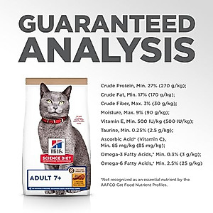 Hill's Science Diet Adult 7+, Senior Adult 7+ Premium Nutrition, Dry Cat Food, No Corn, Wheat, Soy Chicken & Brown Rice, 7 lb Bag