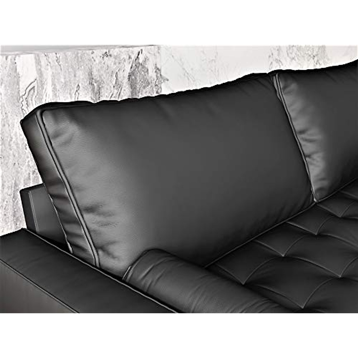 US Pride Furniture NS5452-L Caladeron Mid-Century Modern Loveseat in Faux Leather, PVC Black
