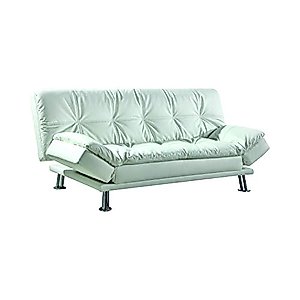 Coaster Home Furnishings Dilleston Sleeper Sofa Bed with Casual Seam Stitching White, 73" w x 37" d x 35.5" h (300291)