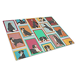 Caroline's Treasures MLM1087LCB Lots of Bernese Mountain Dog Glass Cutting Board Large Decorative Tempered Glass Kitchen Cutting and Serving Board Large Size Chopping Board