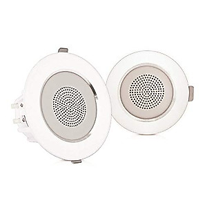 Pyle 4” Pair Flush Mount in-Wall in-Ceiling 2-Way Home Speaker System Built-in LED Lights Aluminum Housing Spring Clips Polypropylene Cone & Tweeter 2 Ch Amplifier 160 Watts (PDICLE4),White