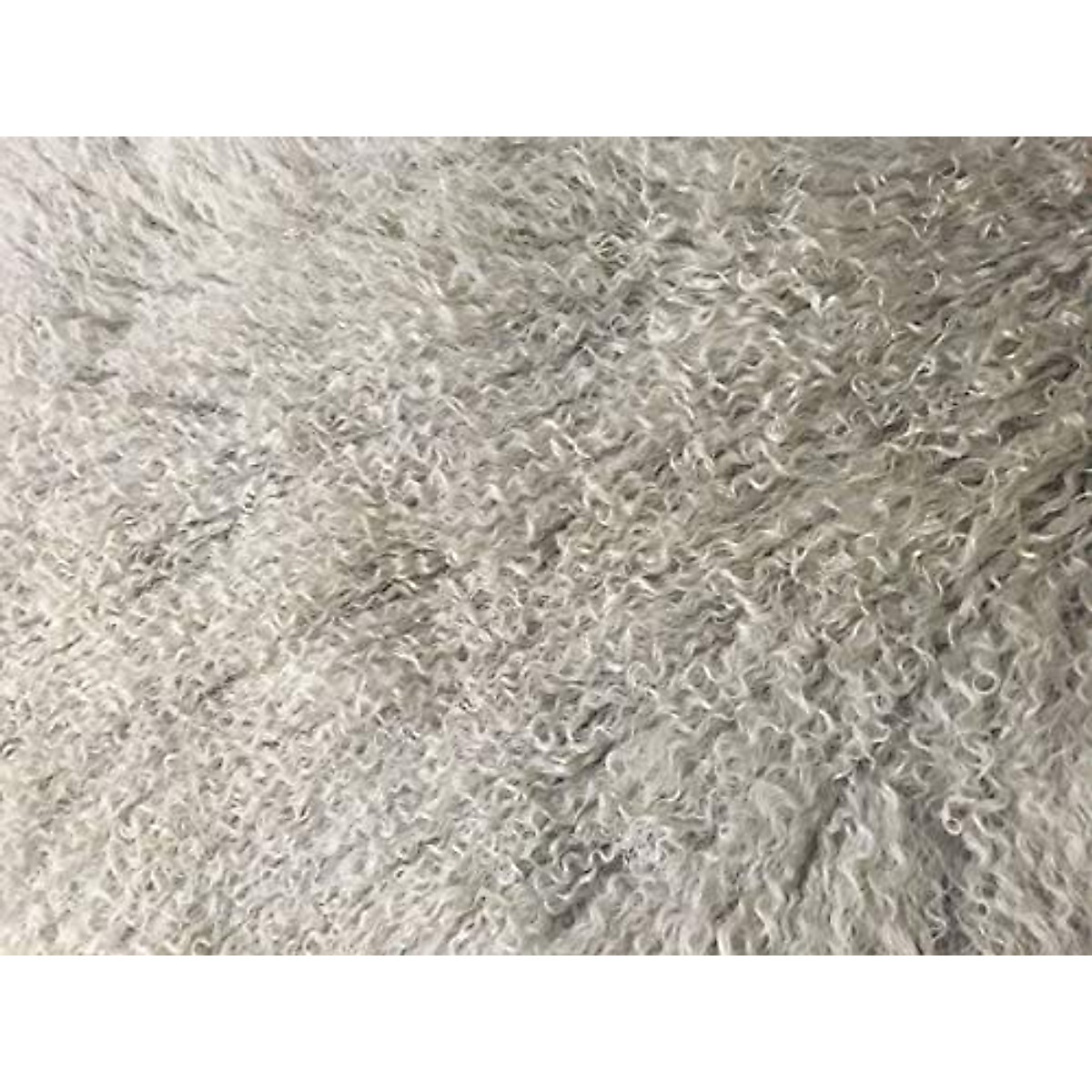 February Snow Deluxe Home Decorative Curly Fur Soft Plush 100% Real Genuine Mongolian (Tibetan) Lamb Wool Rug/Carpet/ (Grey)