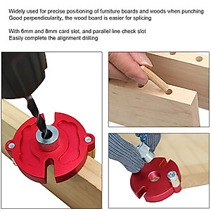 Self Center Dowel Jig, Aluminum Alloy Hole Puncher Locator Precise Positioning Dowel Drill Guide with 8 Drill Bushings Dowel Jig Kit for Woodworking