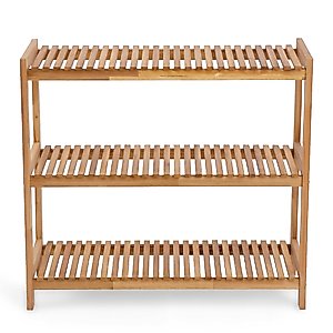 VICTORY RELAX 3-Tier Shoe Rack for Entryway,Acacia Wood Shoe Rack, Free Standing Shoe Racks for Indoor & Outdoor, Stackable Shoe Organizer for Closet