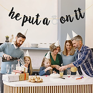 T-minimalist He Put a Ring On It Banner, Wedding Theme Party Decorations, Engagement / Bachelorette Bridal Shower Sign Decors Supplies, 6.3 Feet