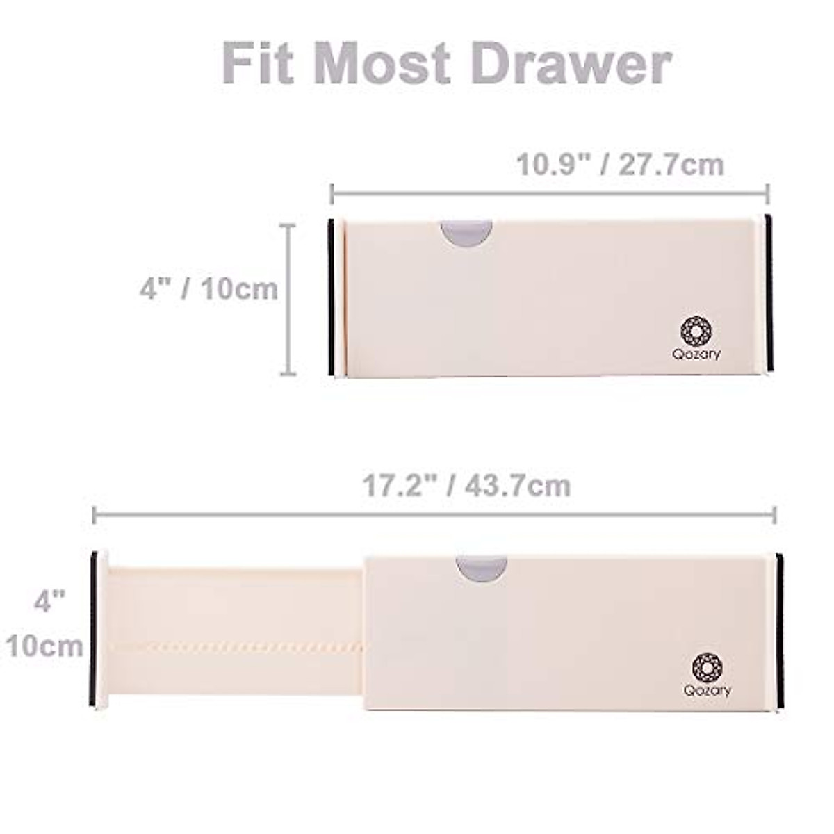 Qozary 8 Pack Adjustable Drawer Dividers Organizer Separators Expandable from 10.9-17.2", Plastic Dresser Organizer for Bedroom, Bathroom, Closet, Baby Drawer, Office Desk, Kitchen Storage