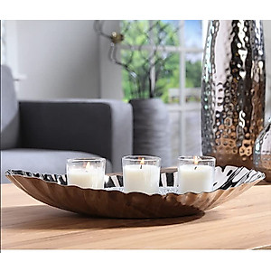 Hosley Elegance Redefined Silver Finish Decor Tray Bowl, 13.6 Inches Long Versatile and Chic Centerpiece for Serving, Floral Arrangements, and Stylish Home Decor