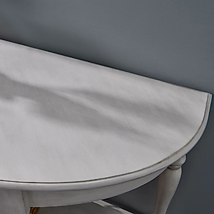 MODERION Solid Wood Console Table with Drawer, Semi-Circle Entryway Table with Storage Shelf, Half-moon Traditional Elegant Vintage Sofa Table for Living Room, Small Space, Antique White SFZ12233RW