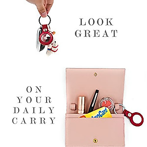 AIRINO - Leather Airtag Holder Airtag Case Airtag Keychain . Excellent Air tag Accessories for Apple airtag (Red)