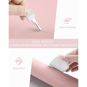 Non-Slip Desk Pad,Mouse Pad,Waterproof PVC Leather Desk Table Protector,Ultra Thin Large Desk Blotter, Easy Clean Laptop Desk Writing Mat for Office Work/Home/Decor(Pink, 31.5" x 15.7")