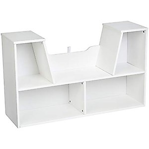 Amazon Basics Kids Bookcase with Reading Nook and 7 Storage Shelves, White, 40.1"L x 11.8"W x 24"H