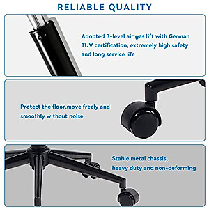 YOUNIKE Office Chair, Ergonomic Desk Chair with Wheels, Armless Home Office Computer Task Chairs, Modern Faux Leather Padded Vanity Chair, Adjustable Swivel Rocking Chair with Back, Dark Green