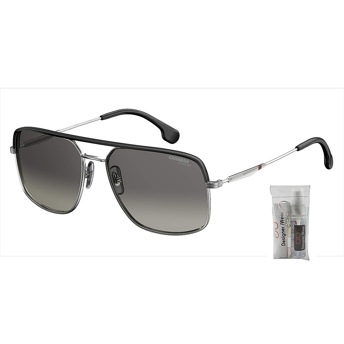Carrera CA152/S 085K/WJ 60M Ruthenium Black/Grey Polarized Square Sunglasses For Men For Women+ BUNDLE with Designer iWear Eyewear Kit