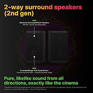 Nakamichi Shockwafe Pro Bluetooth 7.1.4 Channel Dolby Atmos/DTS:X Soundbar with 10" Wireless Subwoofer, 2 Rear Surround Speakers, eARC and SSE Max Technology (New), black