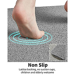 Non Slip Shower Mat, Comfortable Bath mat for Textured Surface,Quick Drying Easy Cleaning Shower Floor Mat for Wet Area,Without Suction Cups Grey 24 x 24