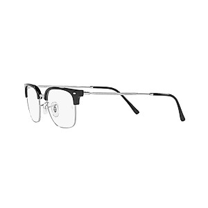 Ray-Ban RX7216 New Clubmaster Square Prescription Eyewear Frames, Black on Silver/Demo Lens, 51 mm