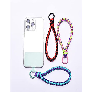 Women Super Strong Rainbow Nylon Rope Thread Knitting Phone Wristlet Holder Strap And Handmade Smartphone Hand Wrist Lanyard