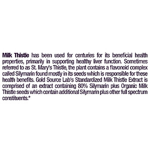 Organic Milk Thistle Capsules, 180 Caps, Pure Milk Thistle Powder Plus 80% Silymarin Extract Standardized Complex, 450 mg, Natural Liver Health Supplement, Immune Boost, Detox and Cleanse