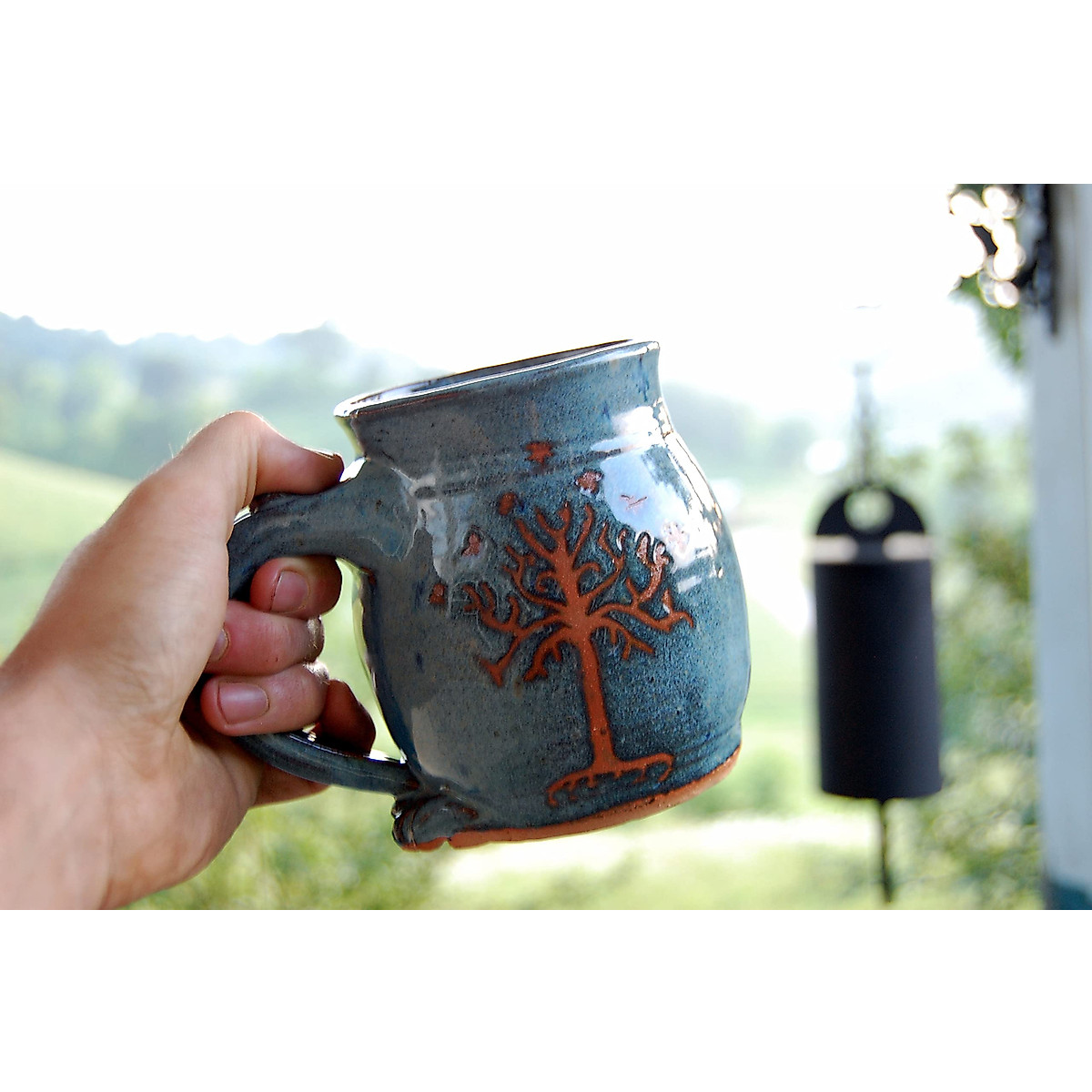 Hand Thrown Pottery Mug with Tree of Life Mug or Tree of Gondor Handmade in North Carolina