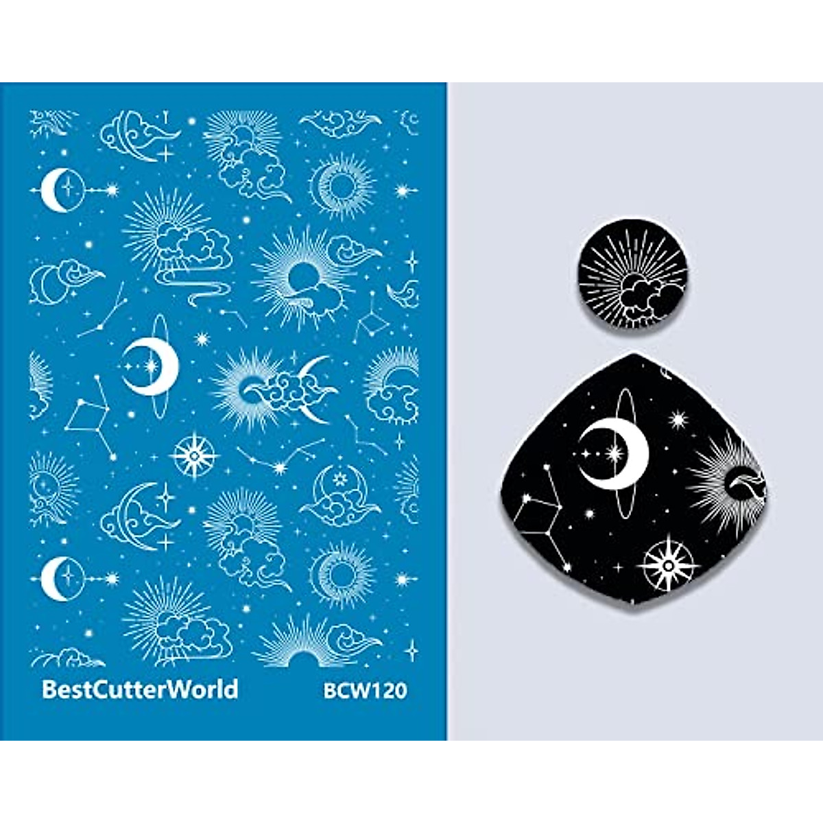 EZILLION 6PCS Silk Screen Stencil for Polymer Clay - Universal,Star,Sun,Moon Style Polymer Clay Silkscreen,Clay Earring Silkscreen Tools,Polymer Clay Kits