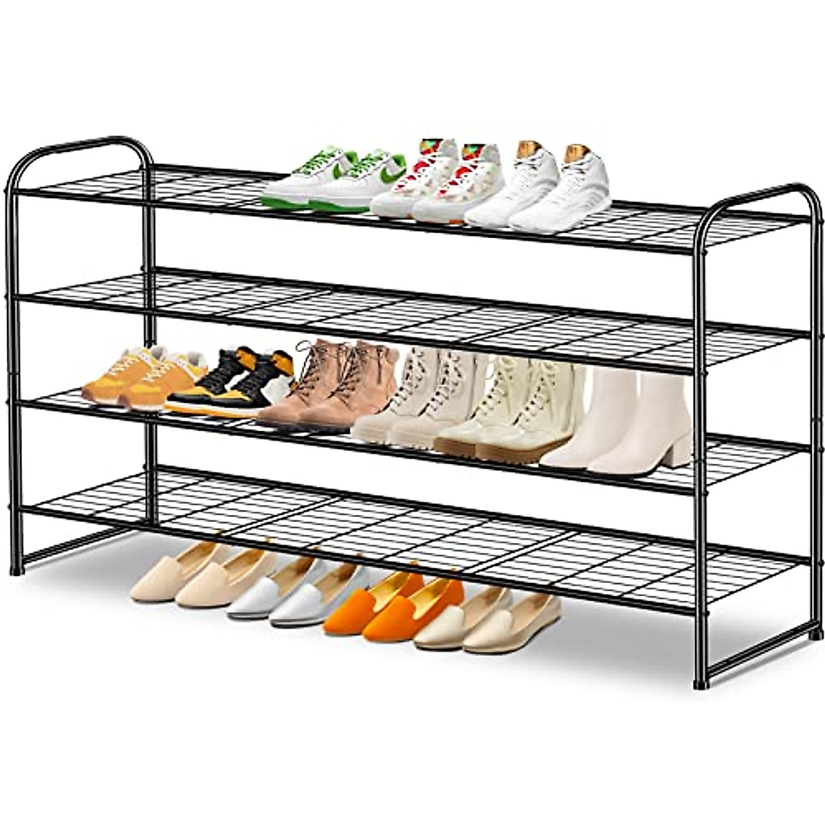 SLEEPING LAMB Long 2-Tier Shoe organizer for Closet and 4 Tier Metal Shoe Organizer for Closet