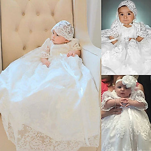 Lovely Lace Girls Christening Gowns Dresses 4-6 Months