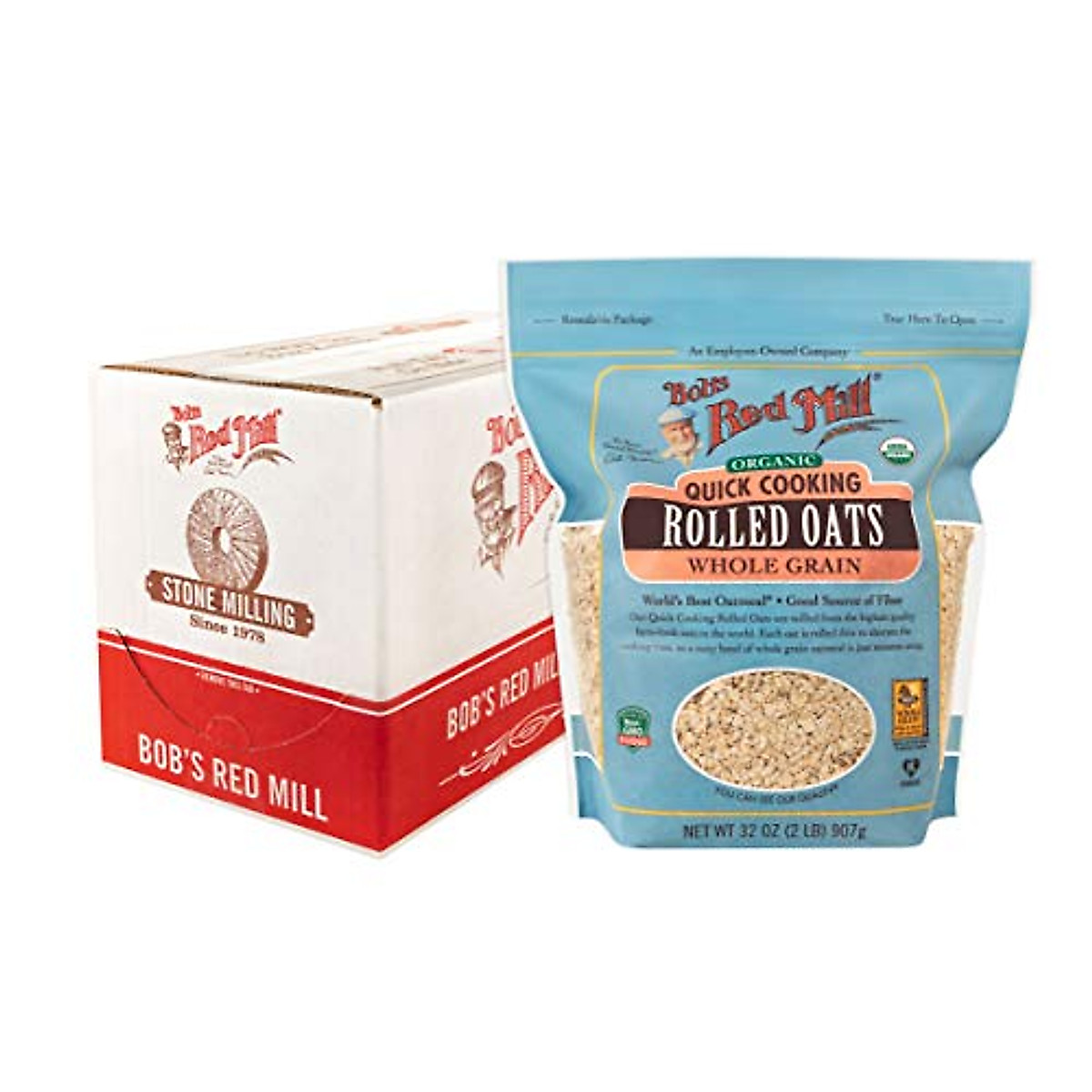 Bob's Red Mill Organic Quick Cooking Rolled Oats, 32-ounce (Pack of 4)