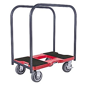SNAP-LOC 1800 LB Super-Duty Panel CART Dolly RED with Steel Frame, 6 inch Casters, Panel Bars and Optional E-Strap Attachment