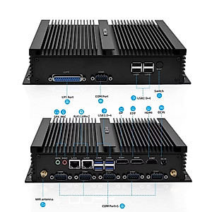 Mini Desktop Computer, Core i7-8550U, 32GB DDR4 RAM 1TB SSD, 4K@60Hz Triple Display HDMI, DP, EDP, Dual Gigabit Ethernet, 4USB2.0, 4USB3.0, 6RS232 COM, LPT port, Dual Band WiFi, Bluetooth4.2, Win11