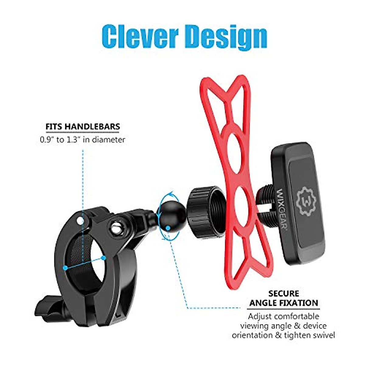 WixGear Universal Magnetic Bicycle & Motorcycle Handlebar Phone Holder for Cell Phones and GPS with Fast Swift-Snap Technology,