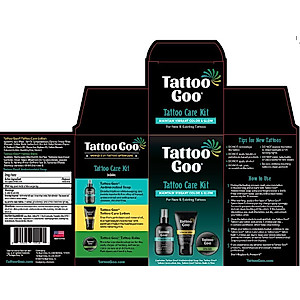 Tattoo Goo Aftercare Kit Includes Antimicrobial Soap, Balm, and Lotion, Tattoo Care for Color Enhancement + Quick Healing - Vegan, Cruelty-Free, Petroleum-Free, Tattoo Artist Gifts (3 Piece Set)