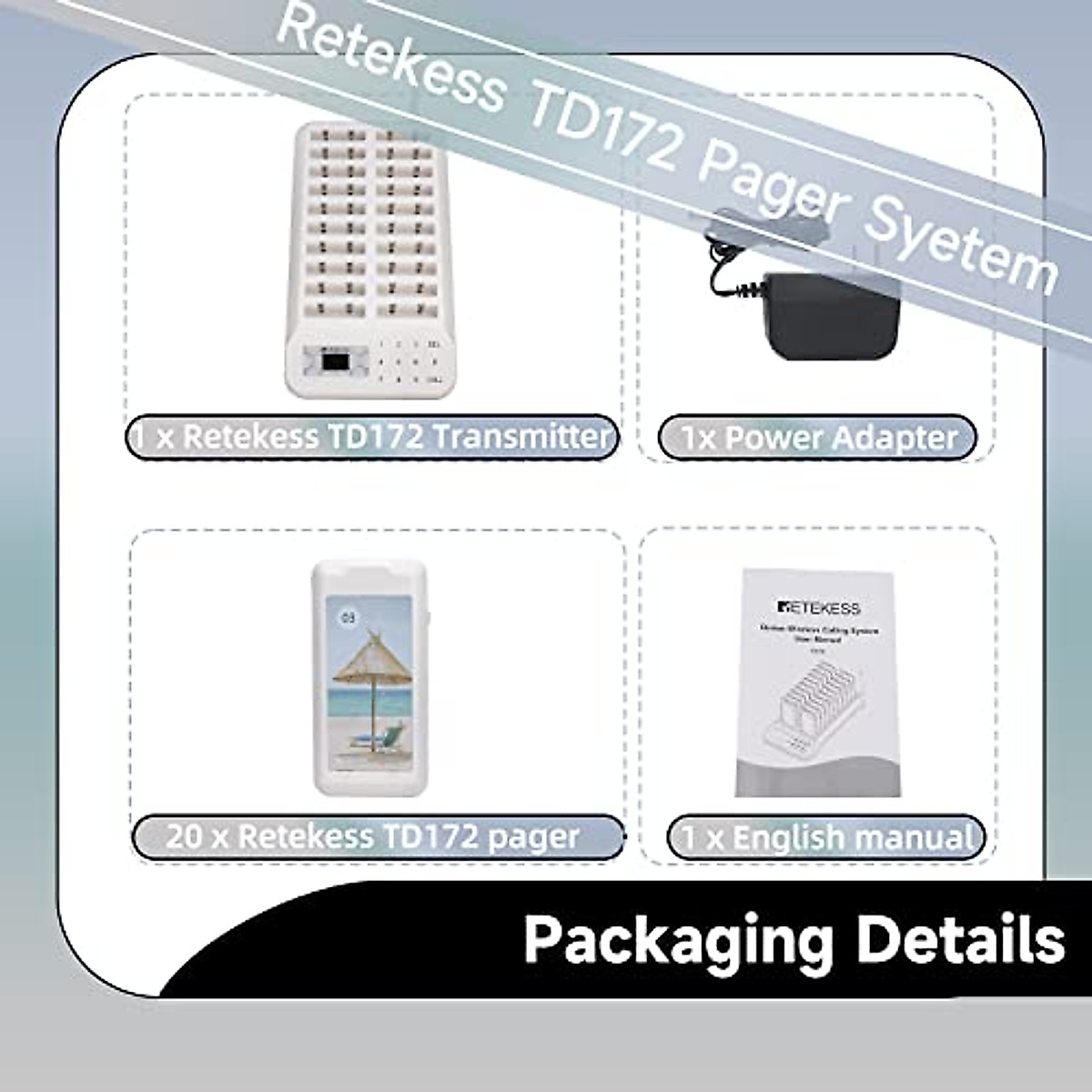 Retekess TD172 Restaurant Pager System, Restaurant Buzzer Pagers, Vibrate and Flash Mode, Customer Close Beep, 20 Restaurant Pagers for Church Nursery, Hotel, Coffee Shop