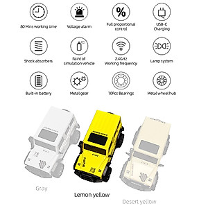 SoloGood LDARC RC Car X43 1:43 Scale RC Racing Car 1/43 4WD Mini Climbing Vehicle Car RTR 2.4G Mini RC Car for Adult RC Car hobbyist(Lemon Yellow)