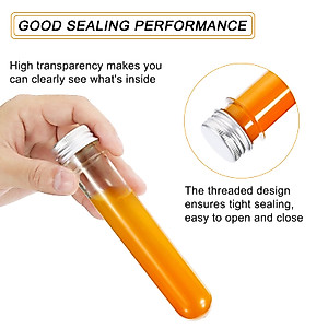 PATIKIL 200Pcs 45ml Plastic Test Tube with Screw Caps, 140x25mm Tubes Aluminum Lid, for Scientific Experiments Party Decoration Candy Bead Storage Bath Salt