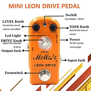 MIMIDI Overdrive Pedal, Mini Leon Drive Guitar Effect Pedal with True Bypass (M16 Orange)